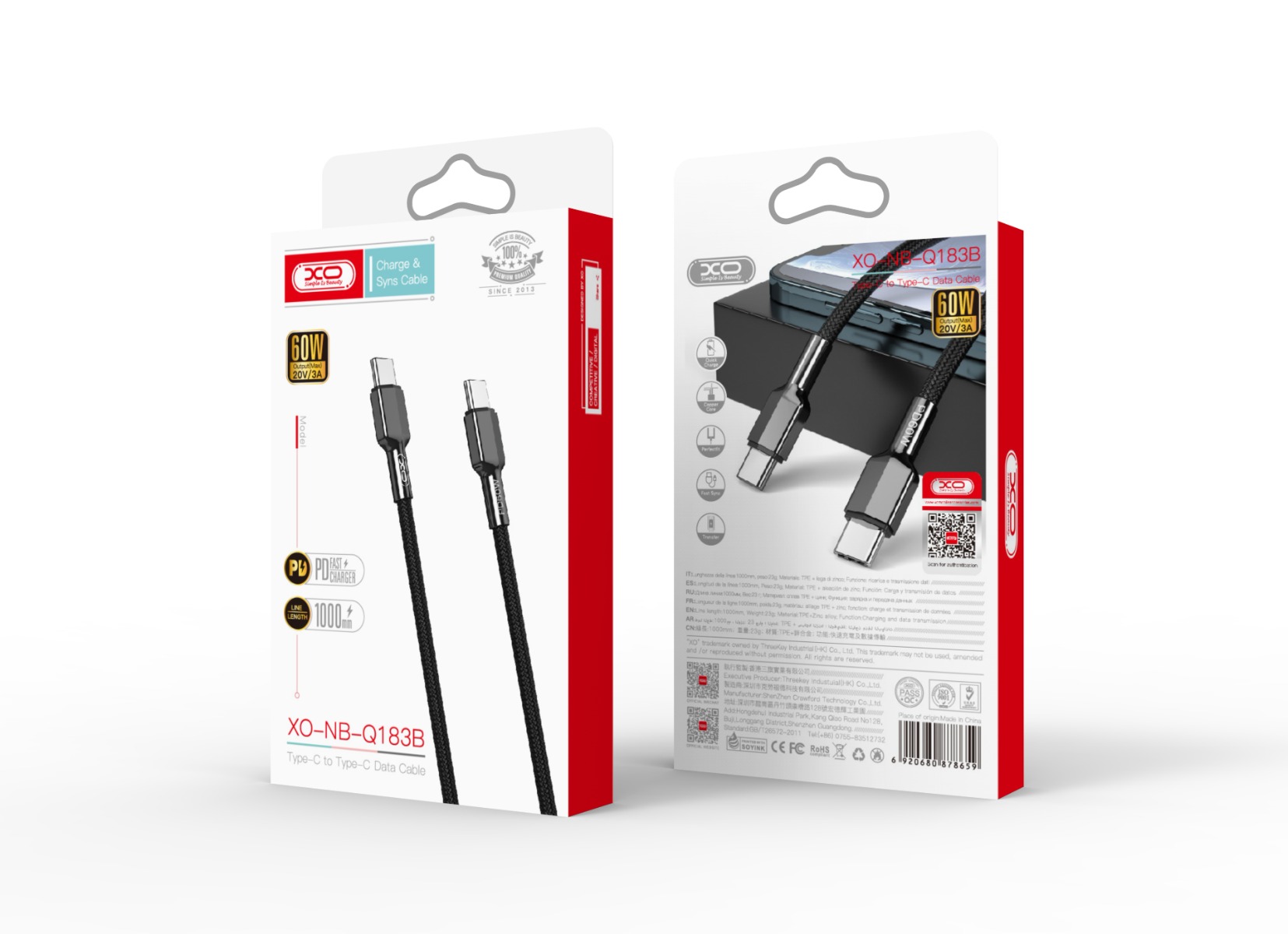 XO-NB-183B TYPE C TYPE C καλώδιο φόρτισης 60 D και μεταφοράς δεδομένων ...